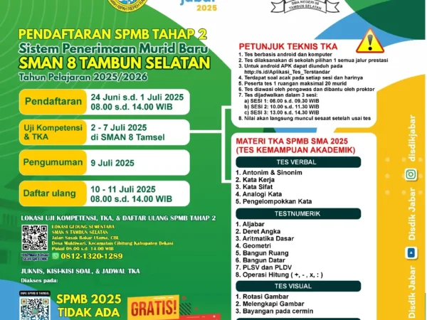 Pendaftaran SPMB Tahap 2 TA 2025-2026 - Website SMAN 8 Tamsel
